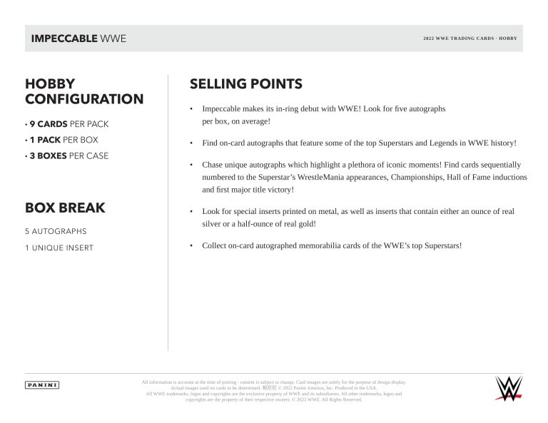 2022 PANINI IMPECCABLE WWE HOBBY【製品情報】 | Trading Card Journal