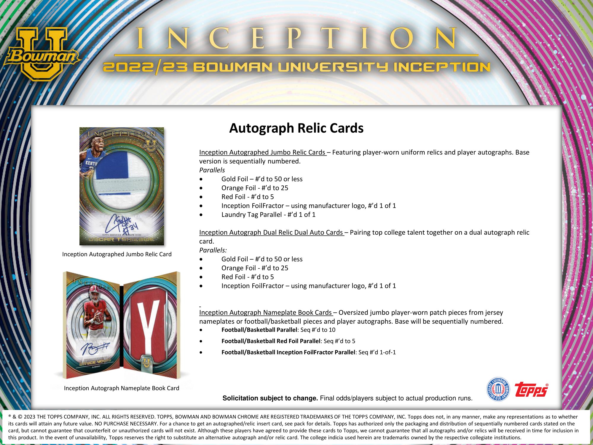 2022-23 TOPPS BOWMAN UNIVERSITY INCEPTION HOBBY【製品情報】 | Trading Card ...