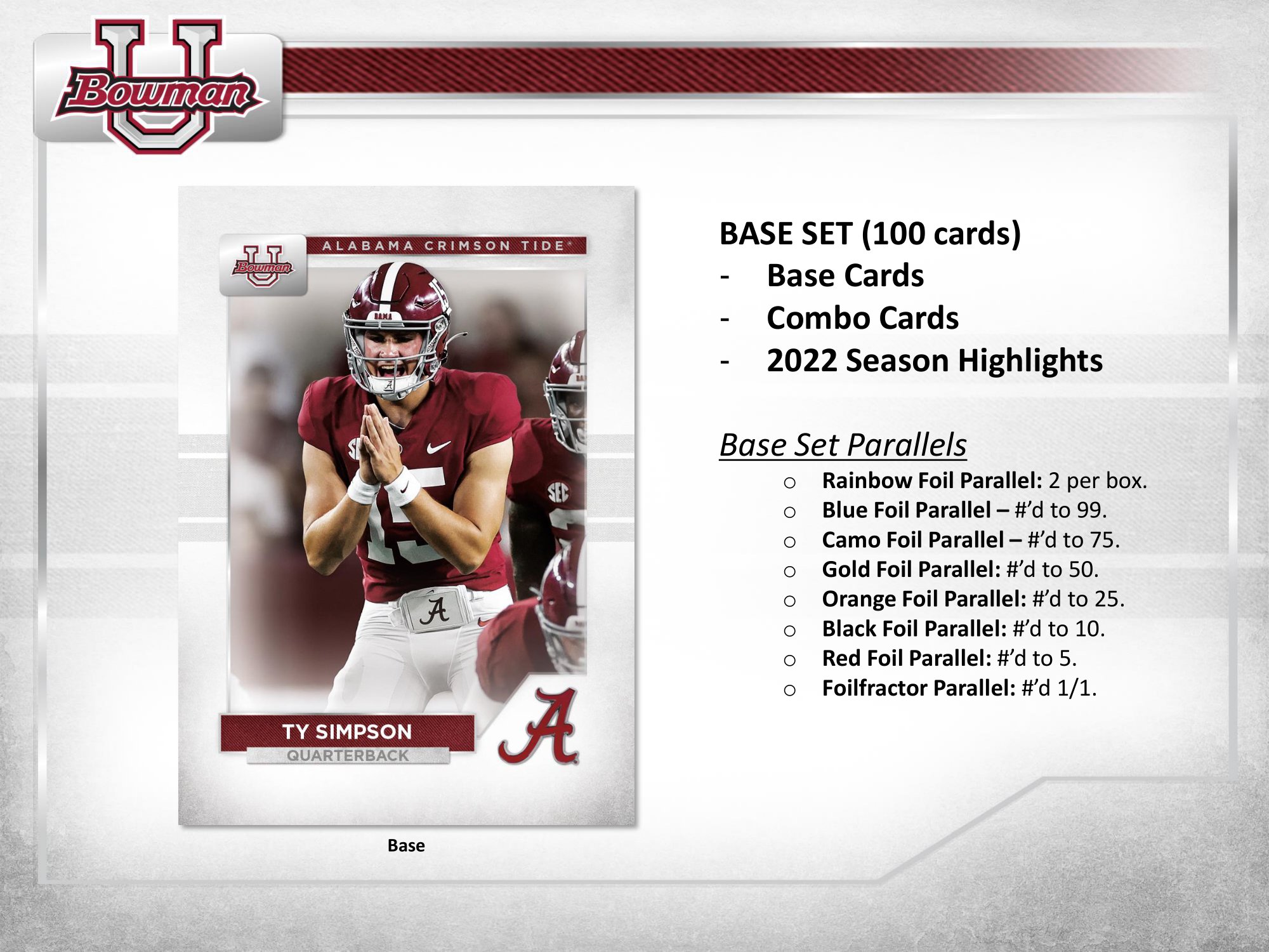 🏈 2023 TOPPS BOWMAN UNIVERSITY FOOTBALL ALABAMA HOBBY【製品情報】 | Trading ...