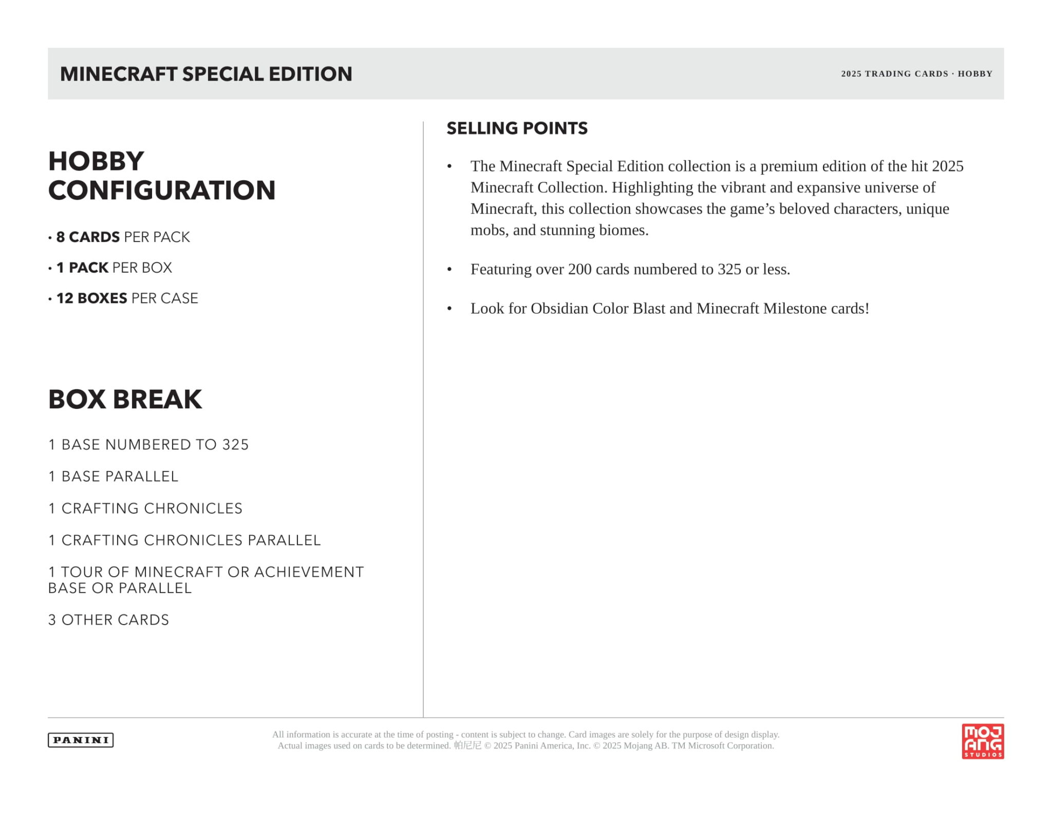 【製品情報】2025 PANINI MINECRAFT SPECIAL EDITION HOBBY
