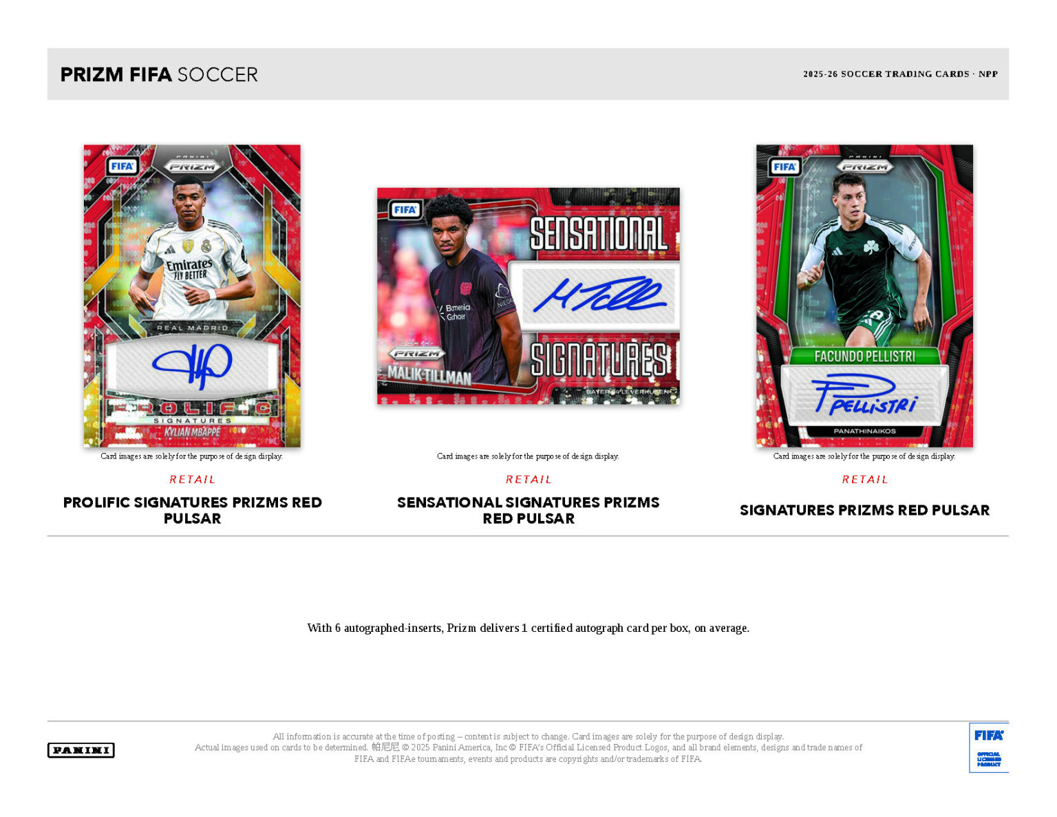 【製品情報】2025 PANINI PRIZM FIFA SOCCER COUNTER DISPLAY