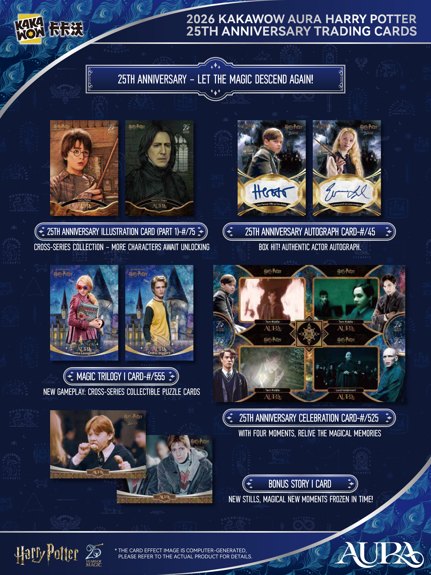 2026 KAKAWOW AURA Harry Potter 25th Anniversary Trading Cards slides ...